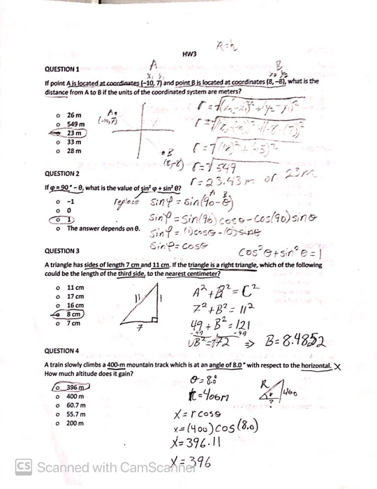 Solved HW3 QUESTION 1 A >>>> If point is located at | Chegg.com