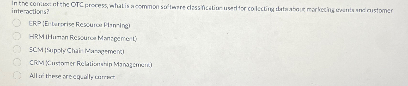 Solved In the context of the OTC process, what is a common | Chegg.com