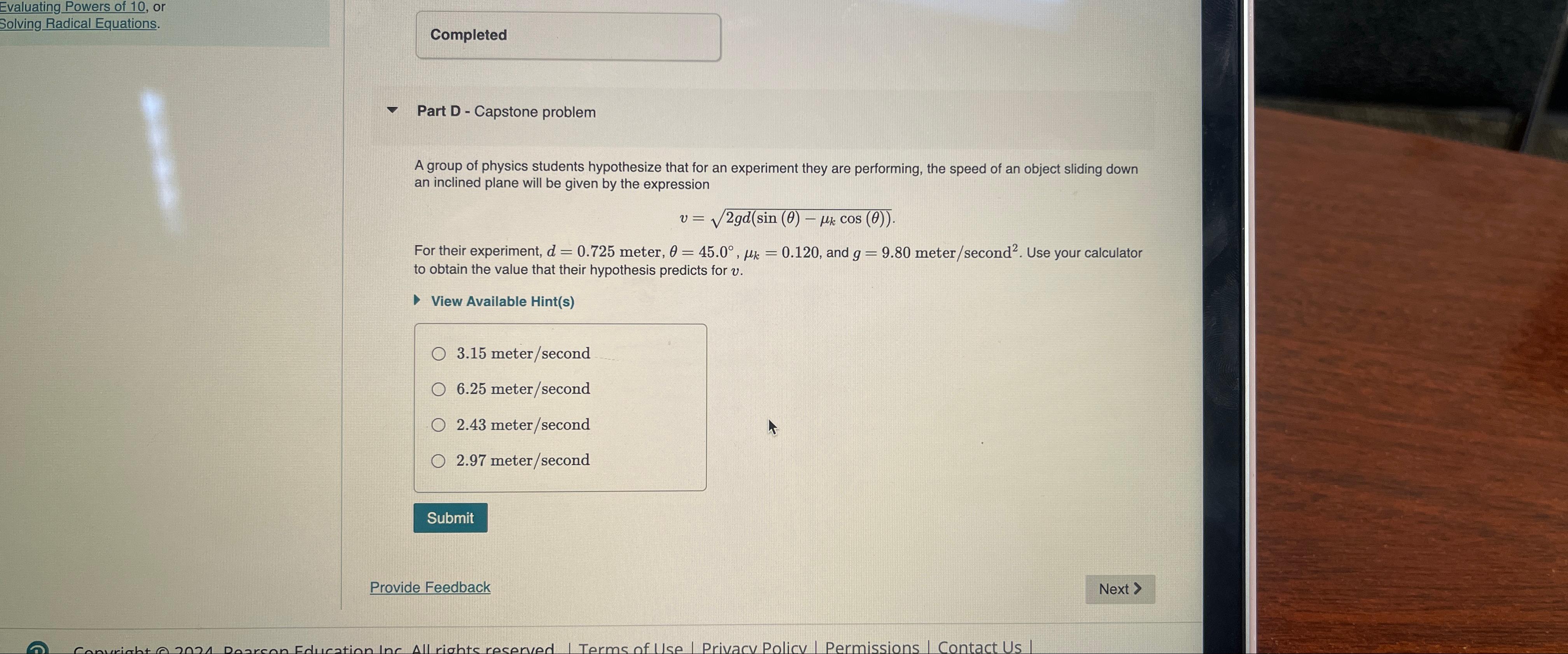Solved Evaluating Powers of 10 , ﻿orSolving Radical | Chegg.com