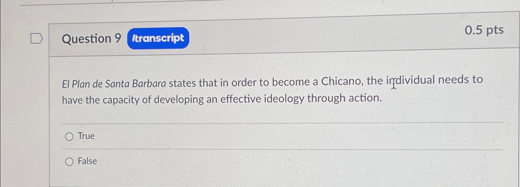 Solved Question 90.5 ﻿ptsEl Plan de Santa Barbara states | Chegg.com