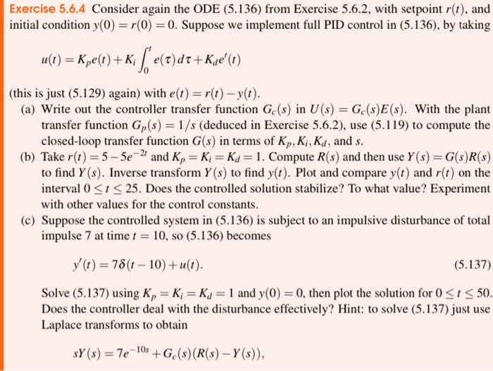 Solved y′(t)=u(t)Exercise 5.6.4 Consider again the ODE | Chegg.com