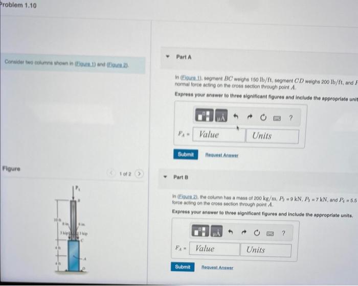 Solved Part A in (Foure 1), segment BC weighs 150lb/ft, | Chegg.com