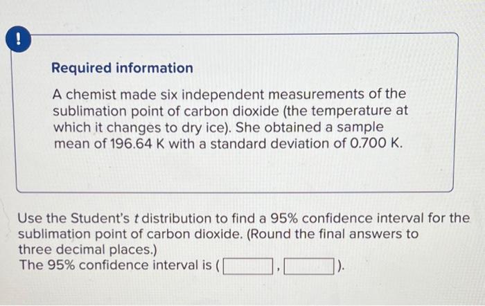 Solved Required information A chemist made six independent | Chegg.com