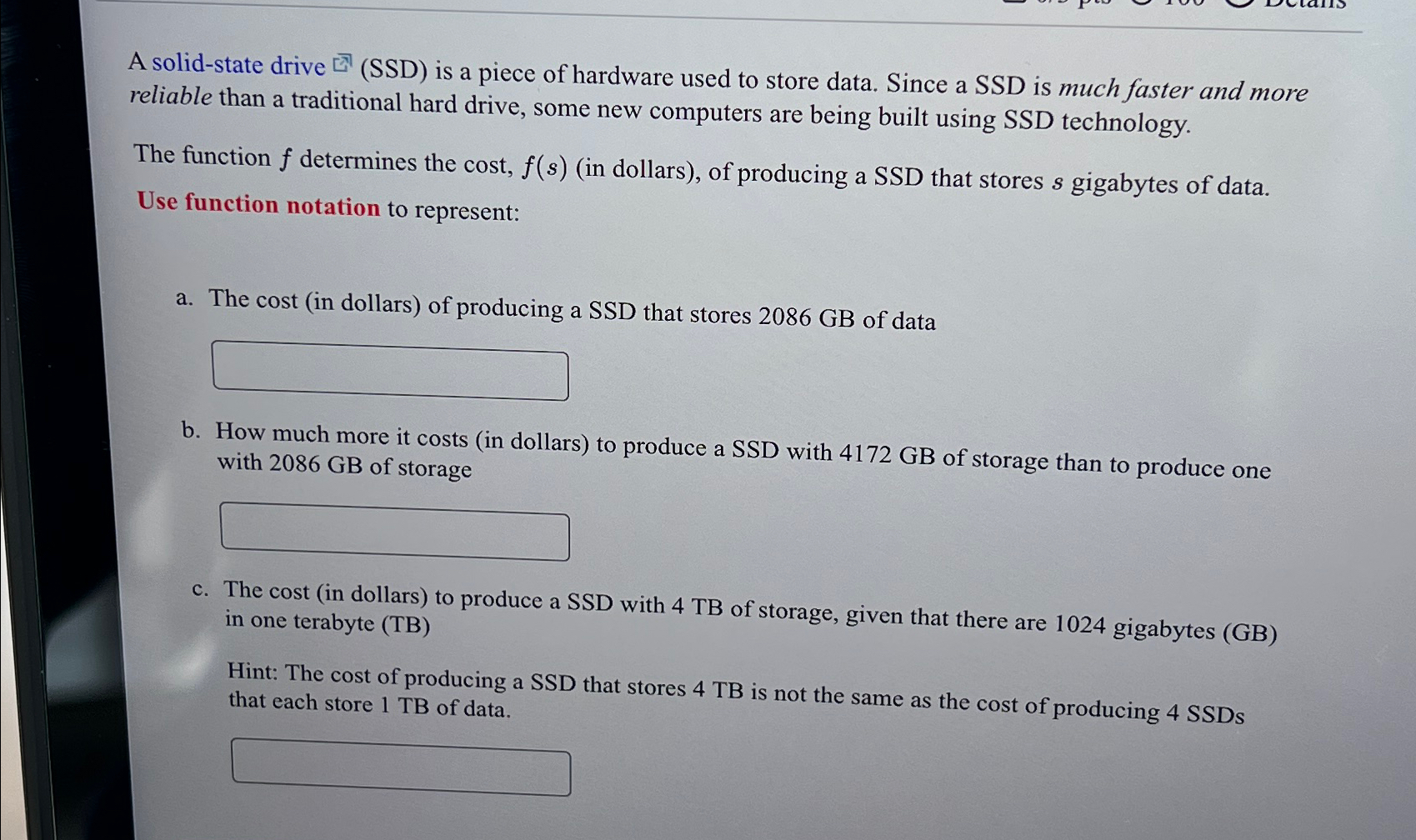 Solved A solid-state drive (SSD) ﻿is a piece of hardware | Chegg.com