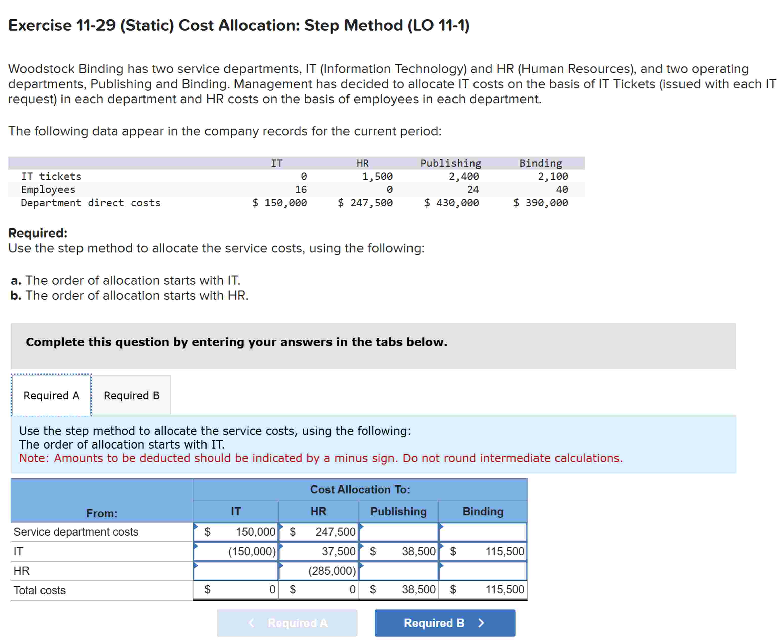 Solved Exercise 11-29 (Static) ﻿Cost Allocation: Step Method | Chegg.com