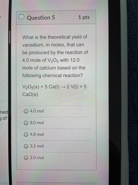 Solved Question 5 1 pts What is the theoretical yield of | Chegg.com