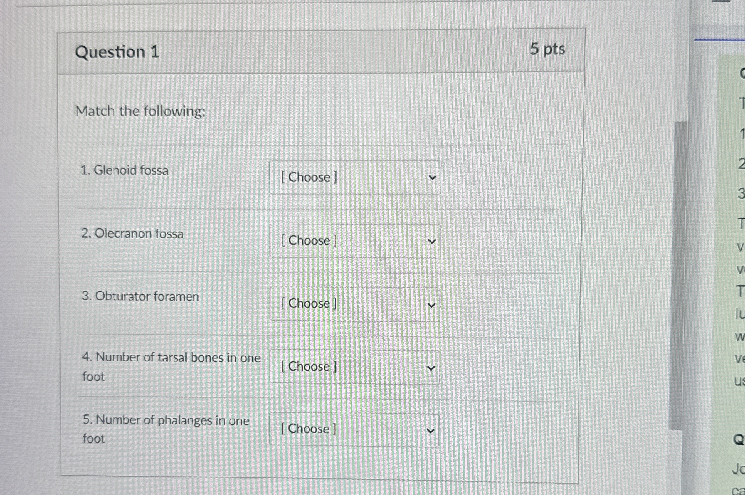 Solved Question 15 ﻿ptsMatch the following:Glenoid | Chegg.com