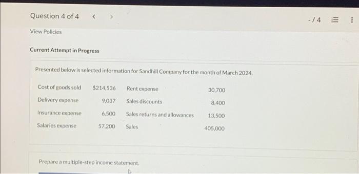 Solved Question 4 of 4 View Policies