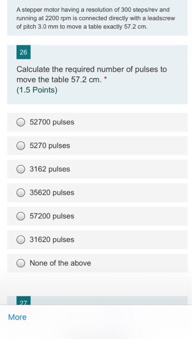 Solved A stepper motor having a resolution of 300 steps/rev | Chegg.com