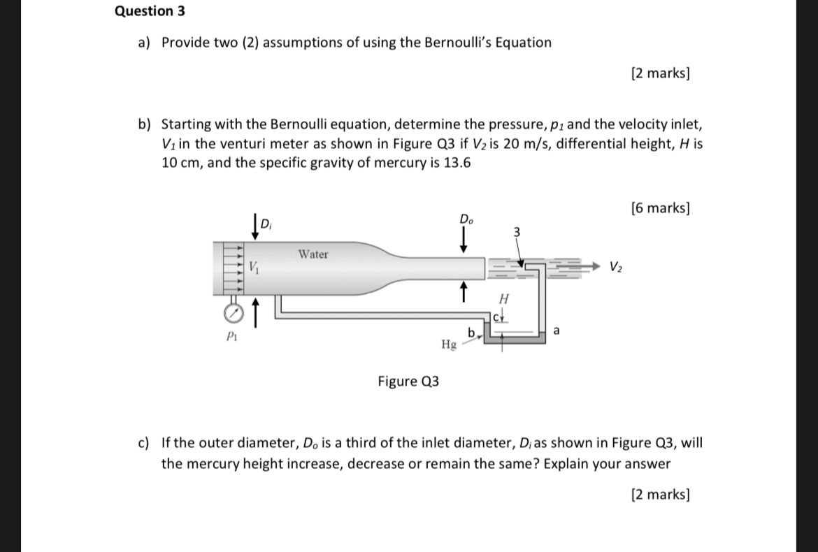 Solved Question 3a) ﻿Provide two (2) ﻿assumptions of using | Chegg.com