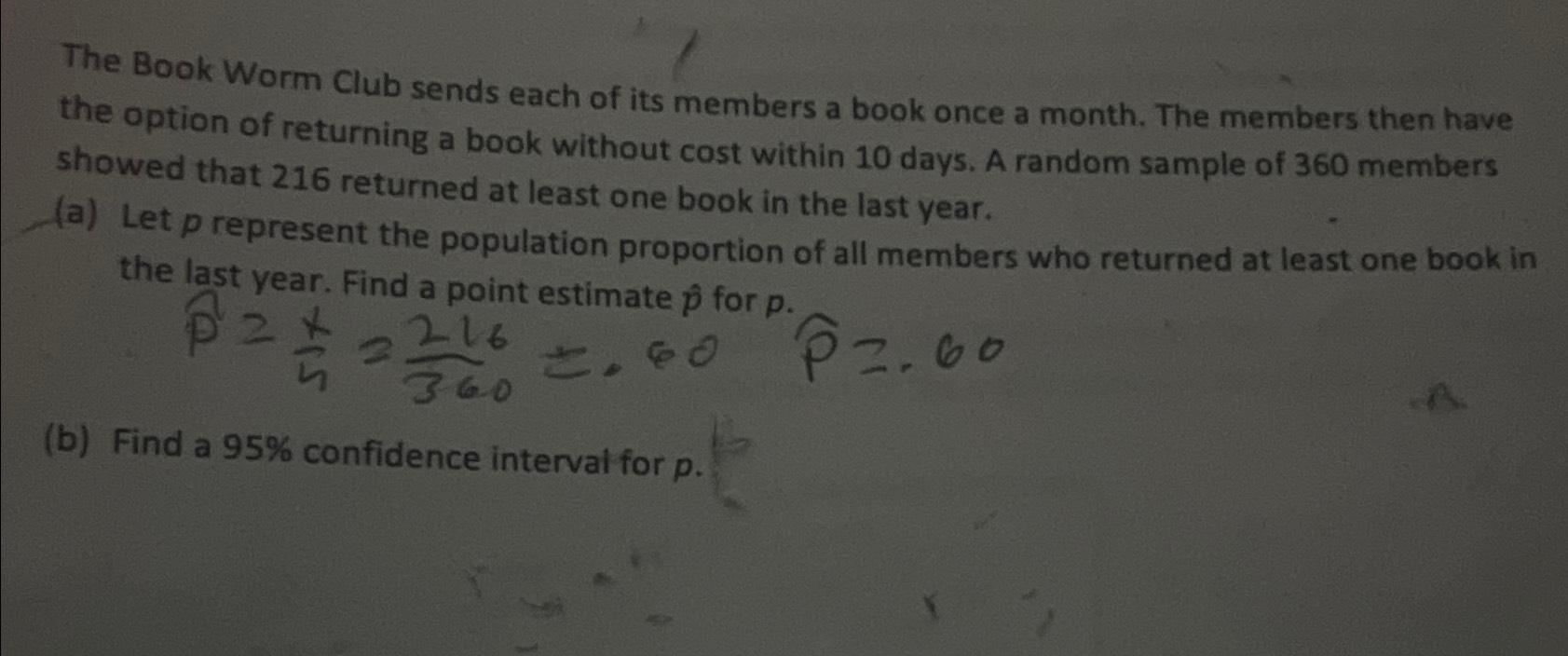 Solved The Book Worm Club sends each of its members a book | Chegg.com