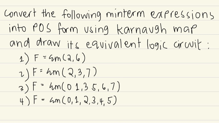 Solved convert the following minterm expressions into POS | Chegg.com