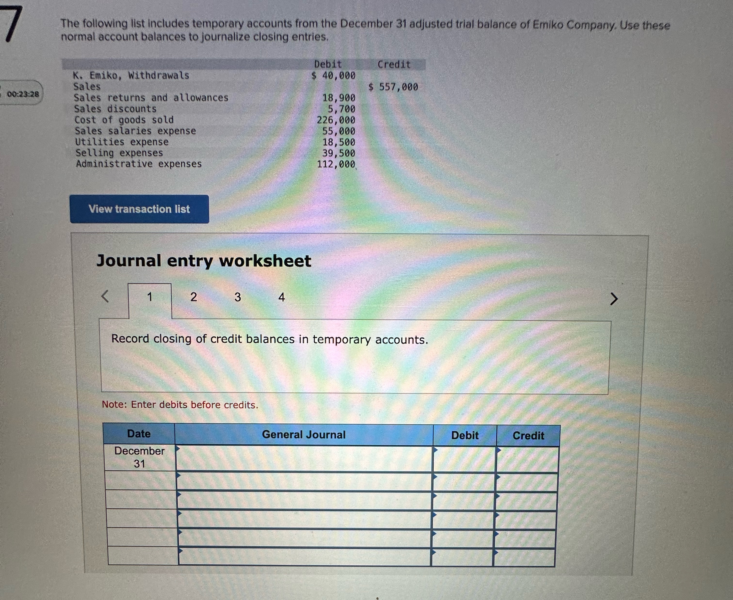 Solved The following list includes temporary accounts from | Chegg.com