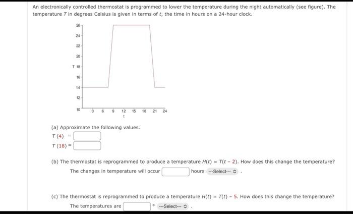 Solved An electronically controlled thermostat is programmed | Chegg.com