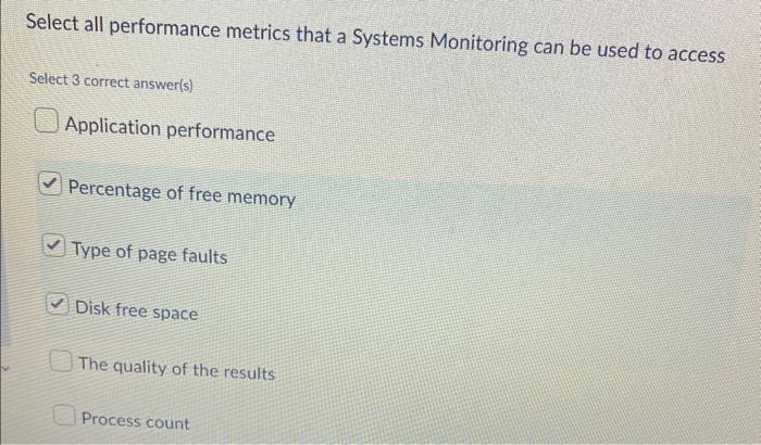 Solved Select all performance metrics that a Systems | Chegg.com