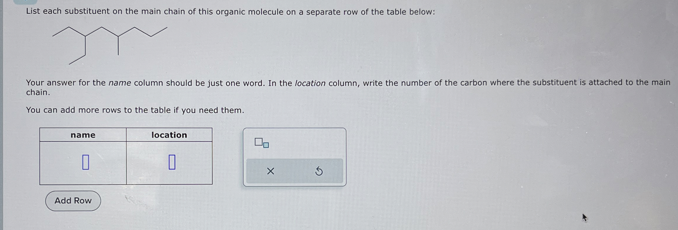 Solved List each substituent on the main chain of this | Chegg.com