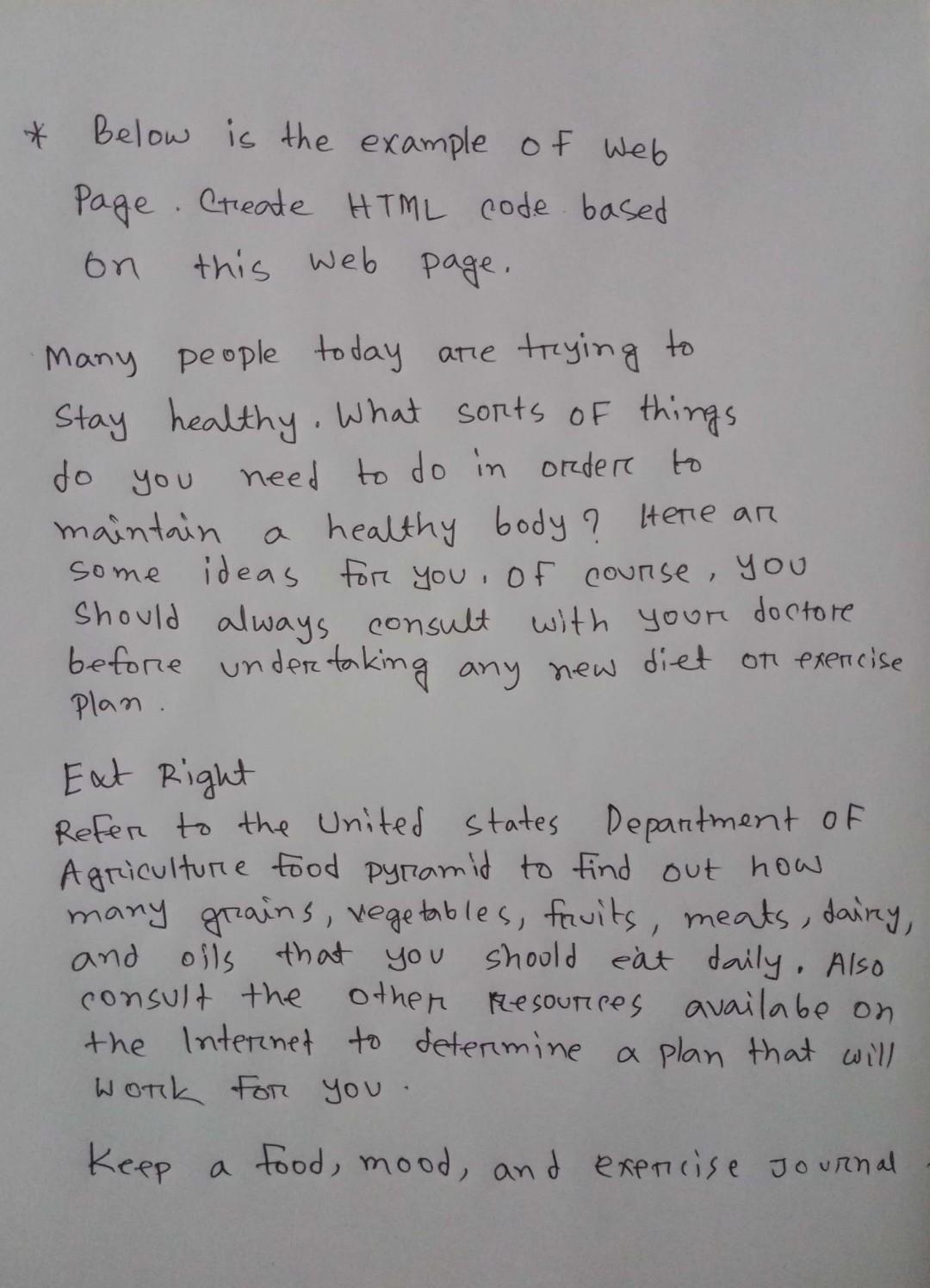 Solved * Below is the example of web Page. Create HTML code | Chegg.com