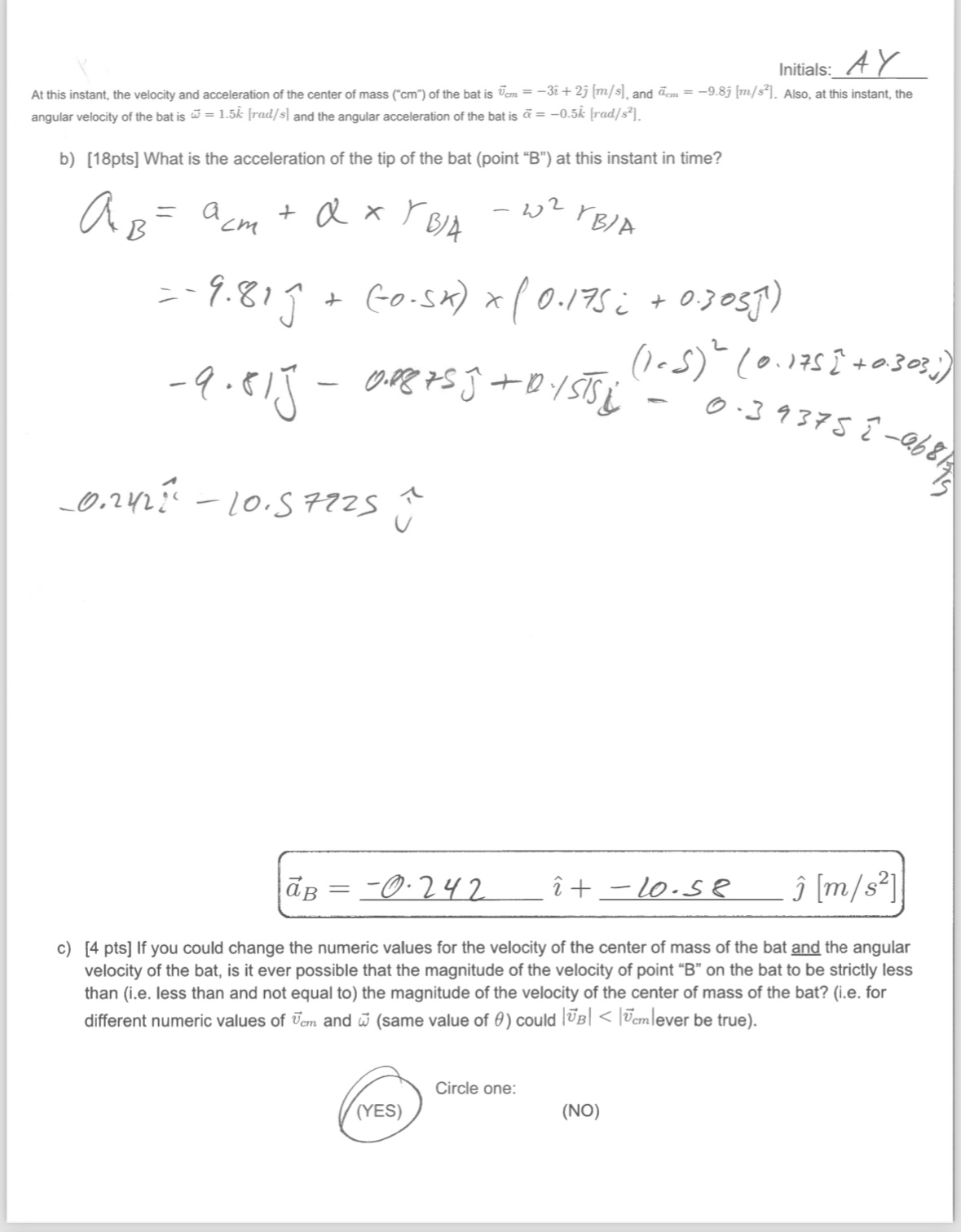 Solved Initials:q,AAt this instant, the velocity and | Chegg.com