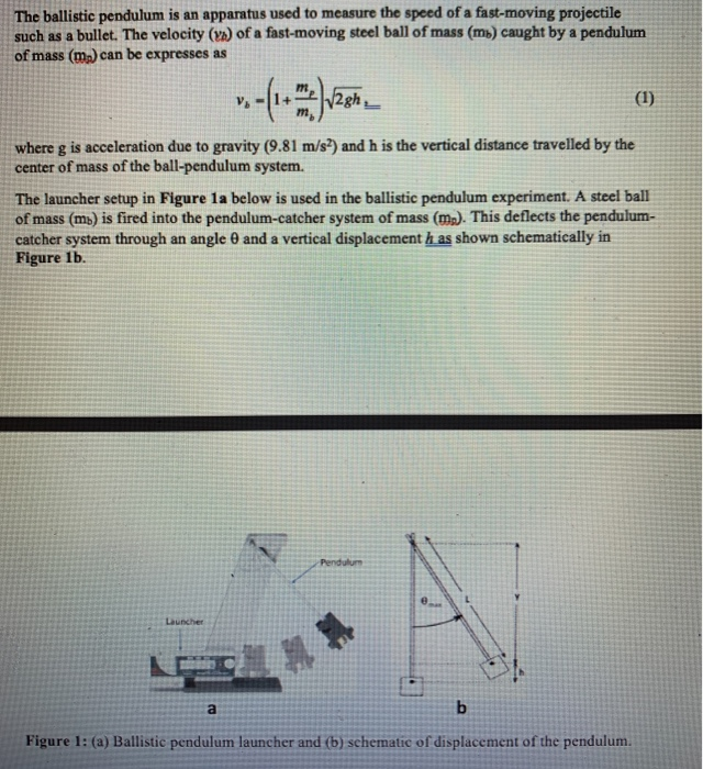 Solved The ballistic pendulum is an apparatus used to | Chegg.com