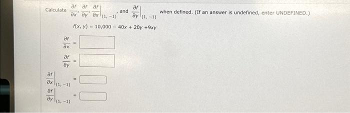 Calculate af əx af Əx af Əy (1, -1) af af af 7 дх' ду | Chegg.com