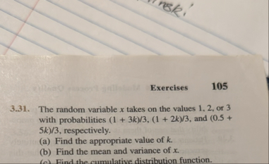 Solved Exercises 1053.31. ﻿The random variable x ﻿takes on | Chegg.com