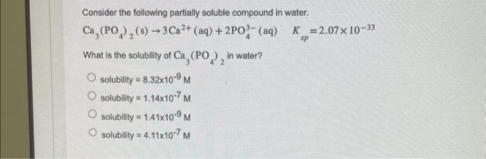 Solved Consider the following partially soluble compound in | Chegg.com
