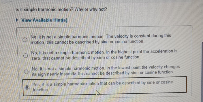 Solved Is it simple harmonic motion? Why or why not?View | Chegg.com