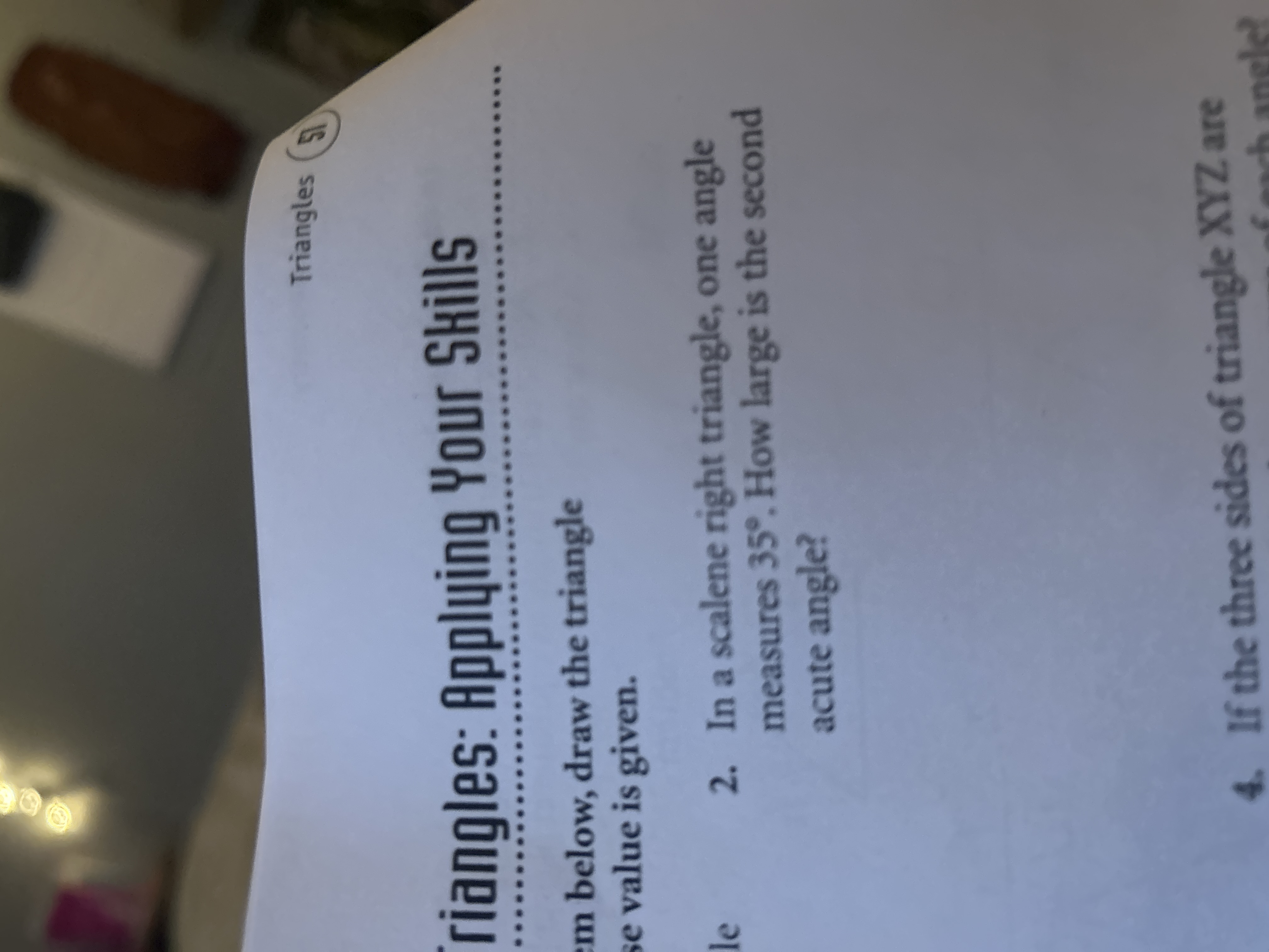 m below, draw the triangle e value is given. 2. ﻿In a | Chegg.com