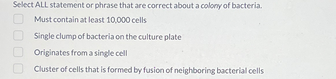 Solved Select ALL statement or phrase that are correct about | Chegg.com