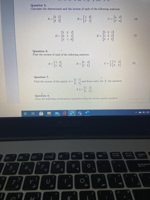 Solved Question 2. Give an example of: (1) a 2 x 4 matrix. | Chegg.com