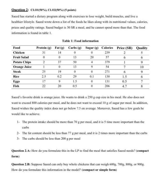 Solved Question 2: CLON(50%), CLO2(50%) (5 points) Saced has | Chegg.com