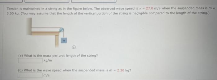 Solved Tension is maintained in a string as in the figure | Chegg.com