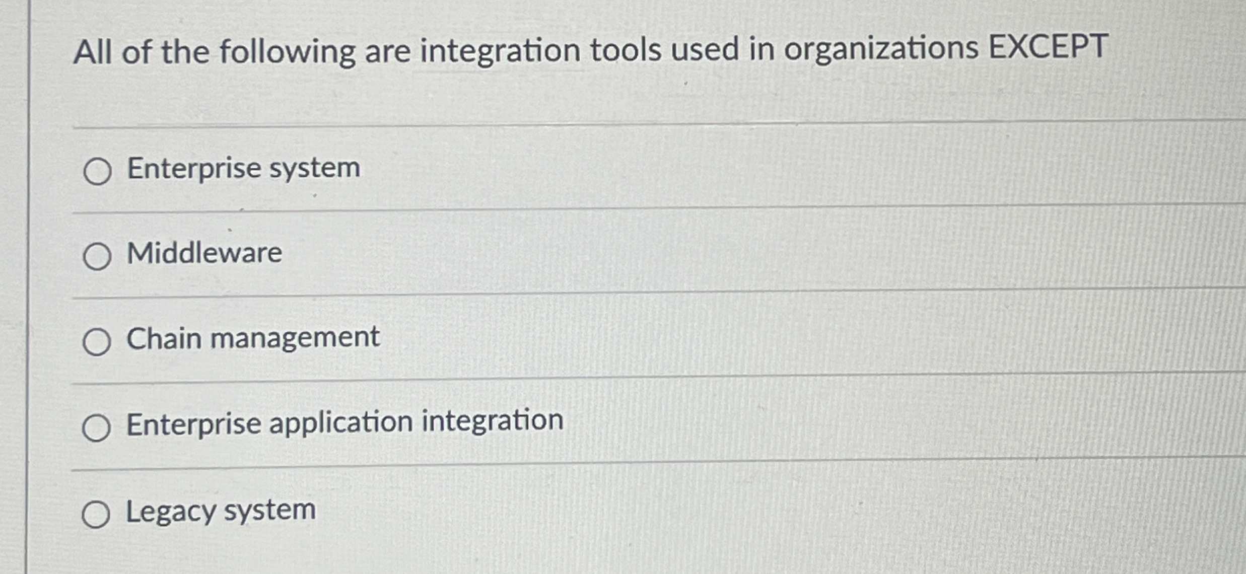 Solved All of the following are integration tools used in | Chegg.com