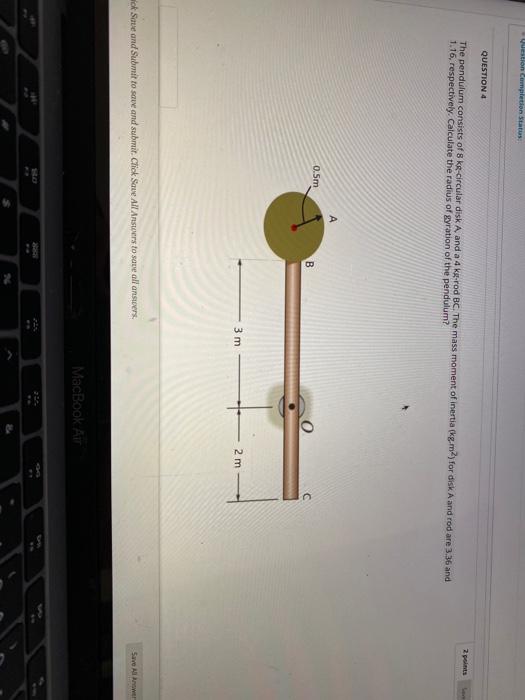 Solved The pendulum consists of circular disk A. and a rod | Chegg.com