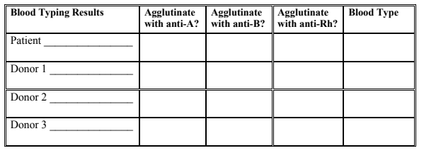 Solved \table[[Blood Typing | Chegg.com