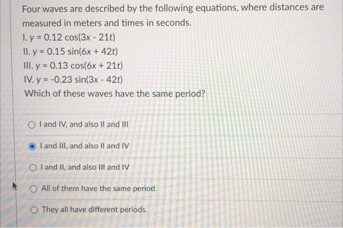 Solved Four waves are described by the following equations, | Chegg.com