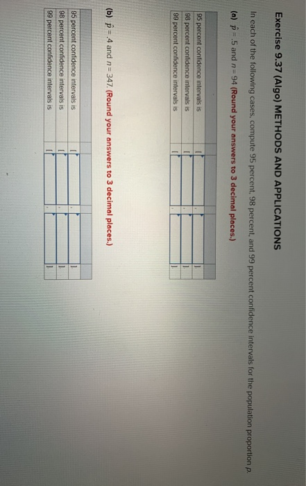 Solved Exercise 9.37 (Algo) METHODS AND APPLICATIONS In each | Chegg.com