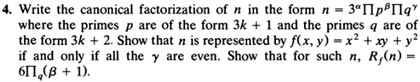 Solved Write the canonical factorization of n in the form n | Chegg.com
