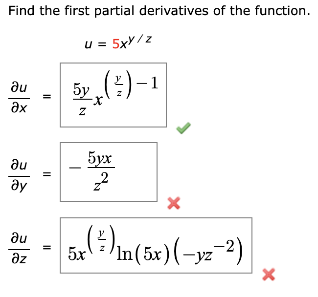 Solved Find the first partial derivatives of the | Chegg.com