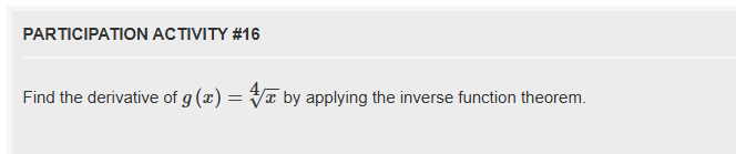 Solved PARTICIPATION ACTIVITY #16Find the derivative | Chegg.com
