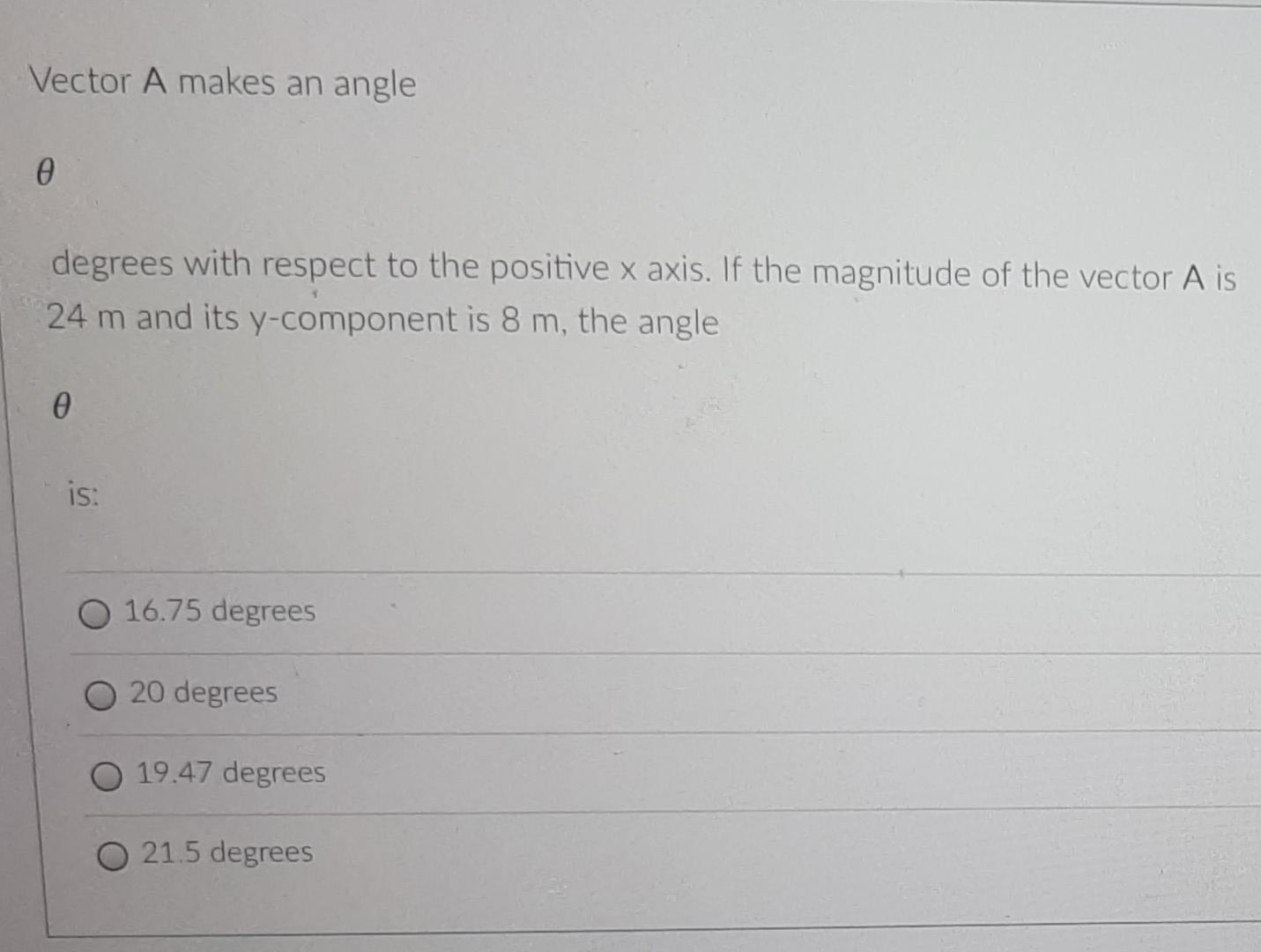 Solved Vector A makes an angle ө degrees with respect to the | Chegg.com