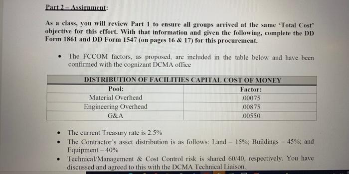Part 2 - Assignment: As a class, you will review Part | Chegg.com