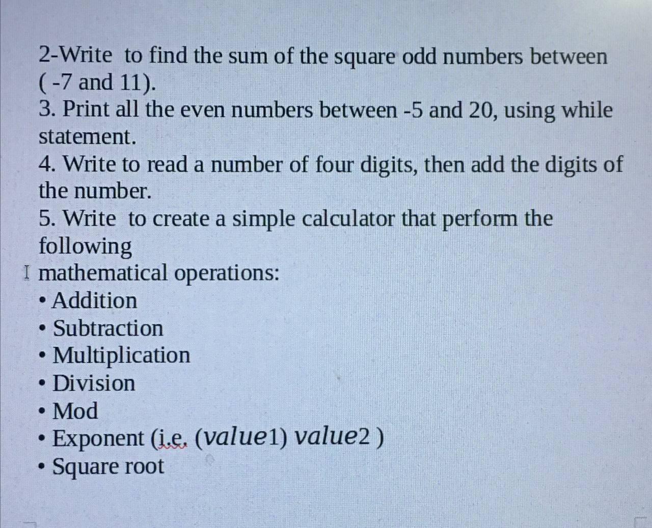 Solved 2-Write to find the sum of the square odd numbers | Chegg.com