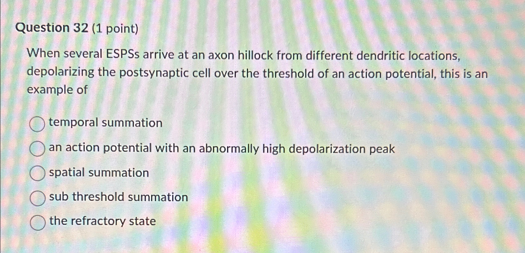 Solved Question 32 (1 ﻿point)When several ESPSs arrive at an | Chegg.com