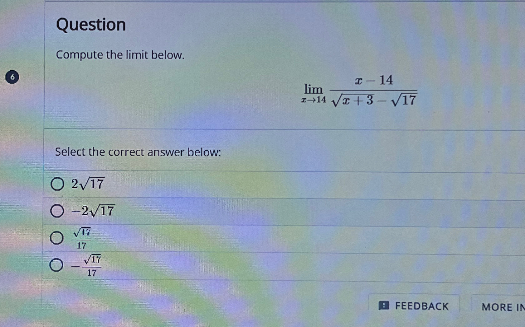Solved QuestionCompute the limit | Chegg.com
