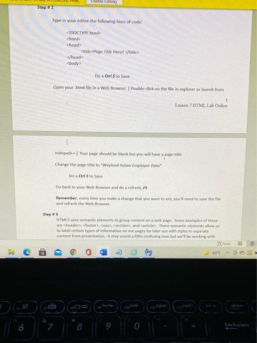 Lesson 7 HTML Web Class Lab - Hands-on HTML • Use | Chegg.com