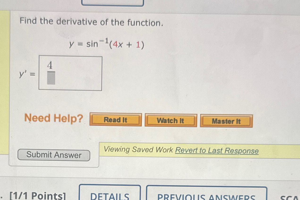 Solved Find the derivative of the | Chegg.com