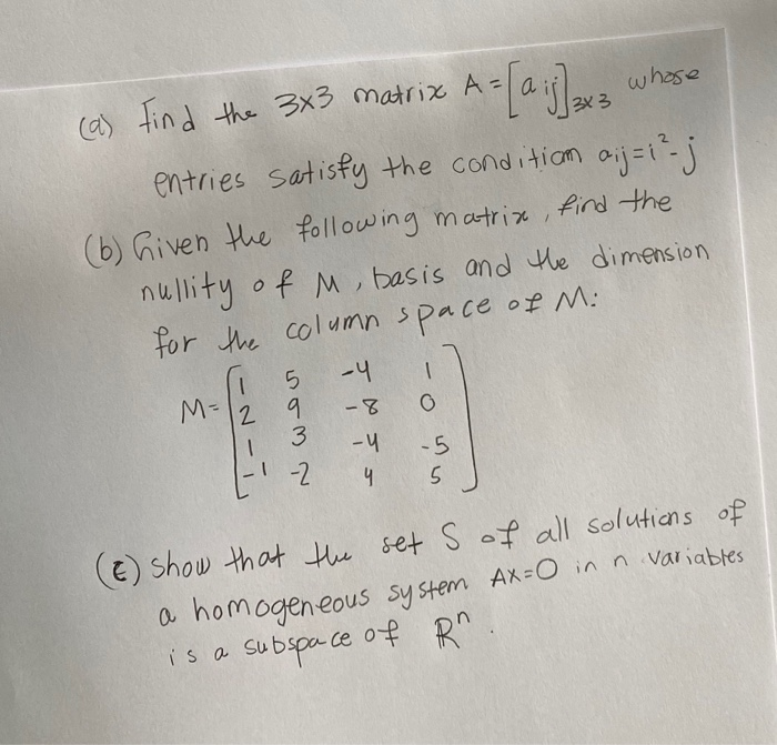 Solved (as Find the 3x3 matrix A=La ij/zx3 whose entries | Chegg.com