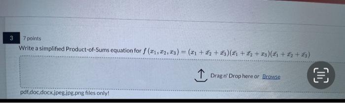 Solved 7 points Write a simplified Product-of-Sums equation | Chegg.com