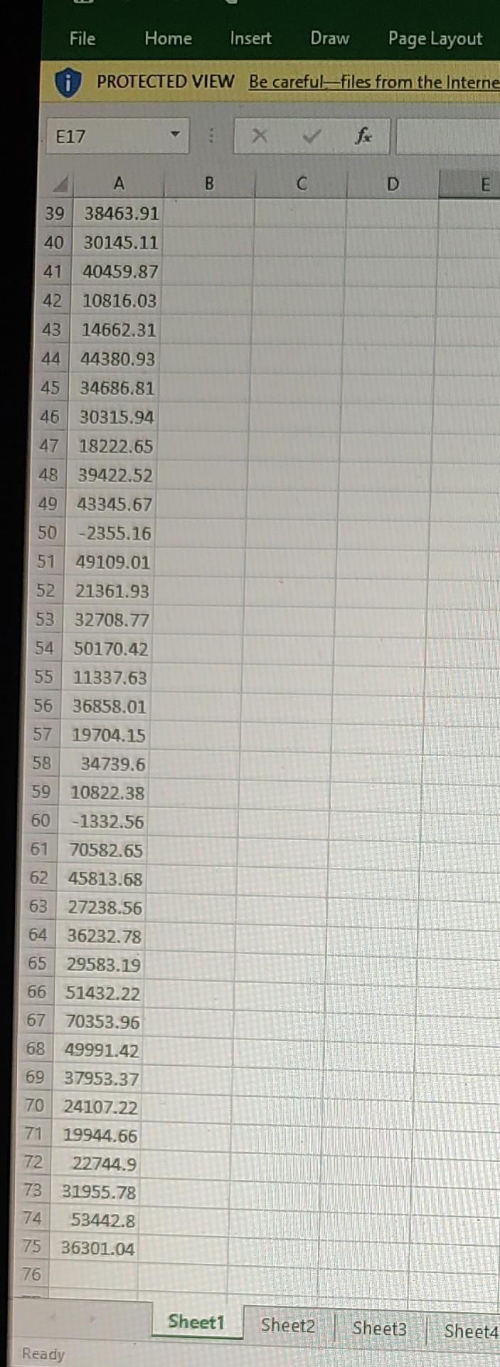 Solved File Home Insert Draw Page Layout (i) PROTECTED VIEW | Chegg.com